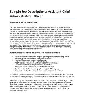 SAMPLE: Assistant Chief Administrative Officer Job Description | icma.org